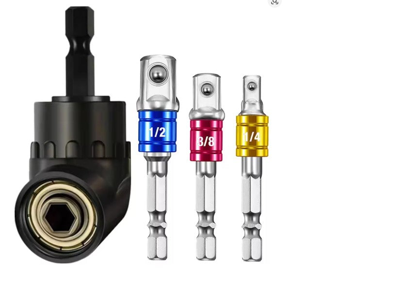 3pcs 360° Rotatable Electric Power Drill Socket Adapter Set – Black ...