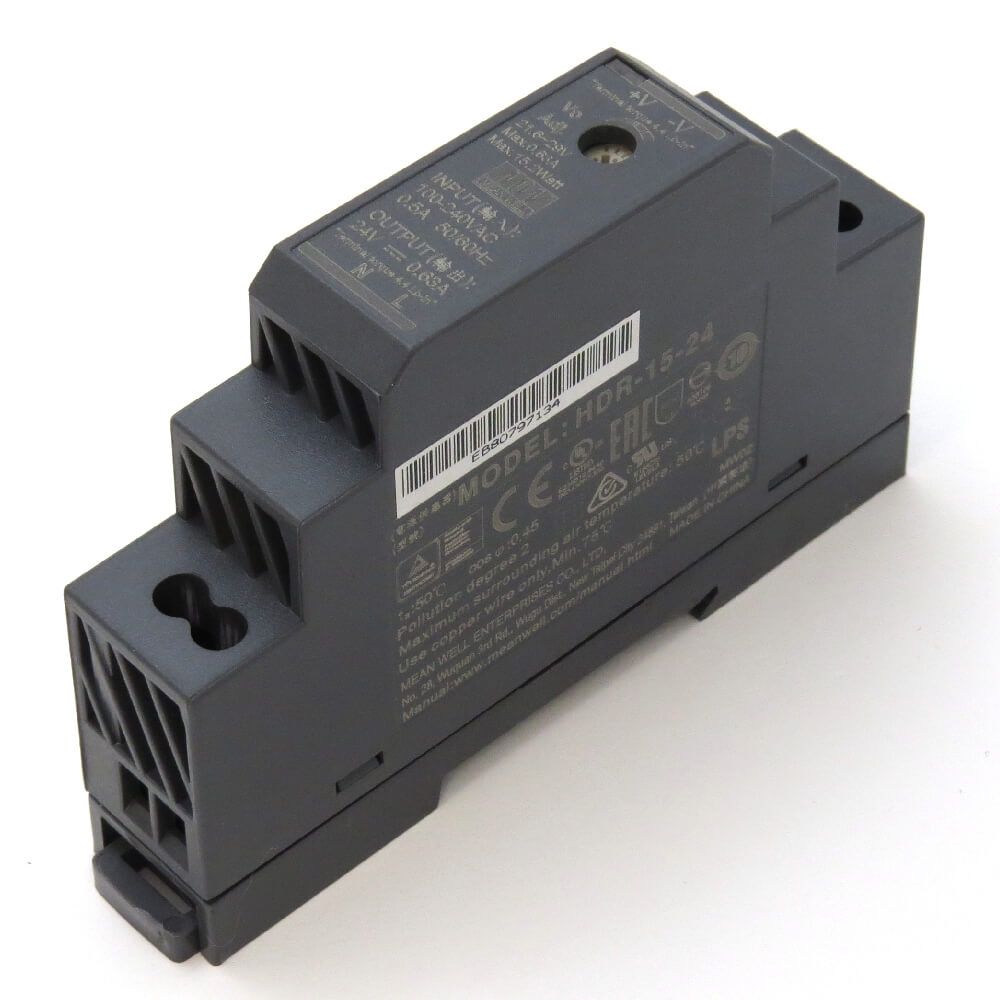 Mean Well HDR-15-24 | 15W Ultra Slim DIN Rail Power Supply – RM ...